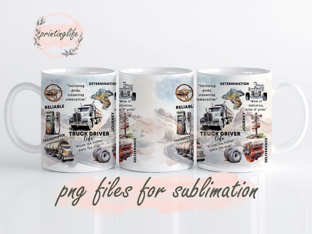 Truck Driver Mug Wrap Design, Instant Digital Design Download Mug Wrap ...