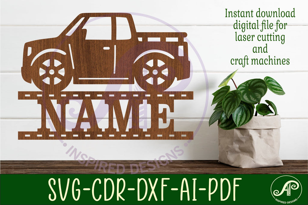 Truck name sign svg laser cut file - So Fontsy