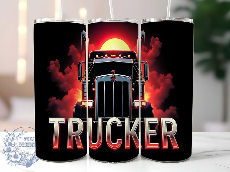 Trucker 18-Wheeler 20oz Diesel Life Tumbler, Big Rig Cup Design, 18 ...