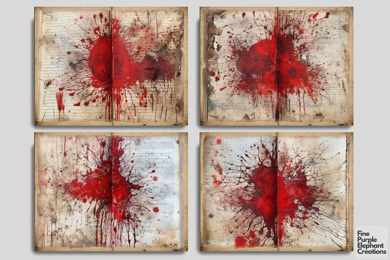 True Crime Antique Paper Digital Junk Journal Pages Blood Splatter ...