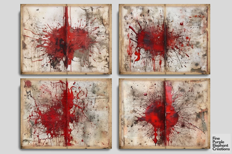 True Crime Antique Paper Digital Junk Journal Pages Blood Splatter ...