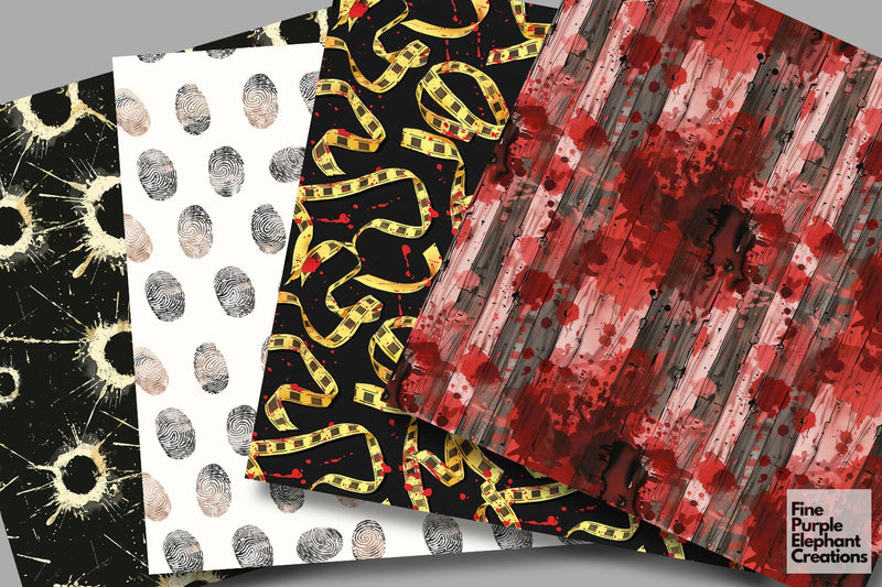 True Crime Detective Digital Paper - Blood Halloween Horror - So Fontsy