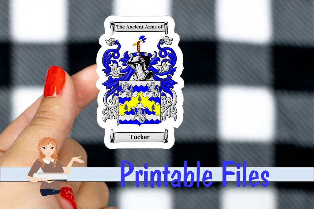 Tucker Coat of Arms Sticker - So Fontsy