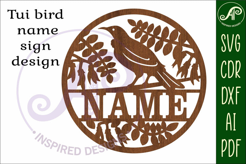 Tui new zealand bird themed name sign svg laser - So Fontsy