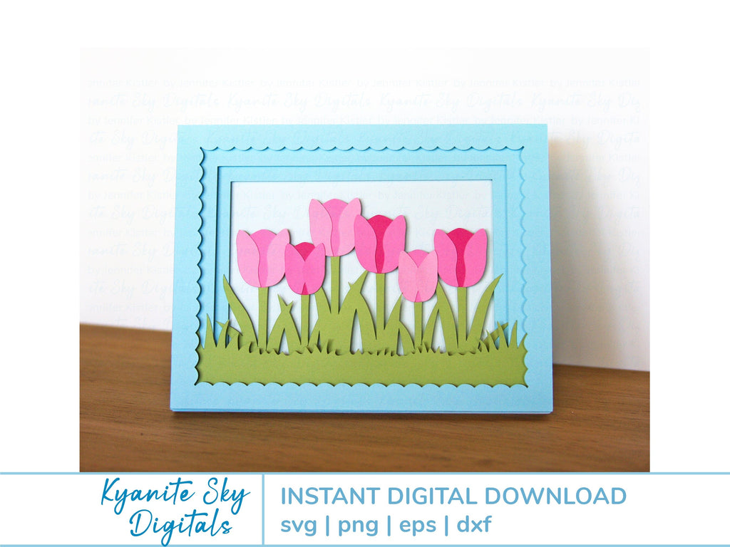 Tulip Flower Card SVG shadowbox tunnel 3-D card - So Fontsy