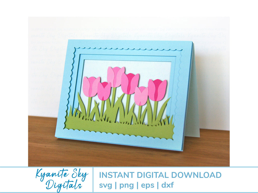 Tulip Flower Card SVG shadowbox tunnel 3-D card - So Fontsy