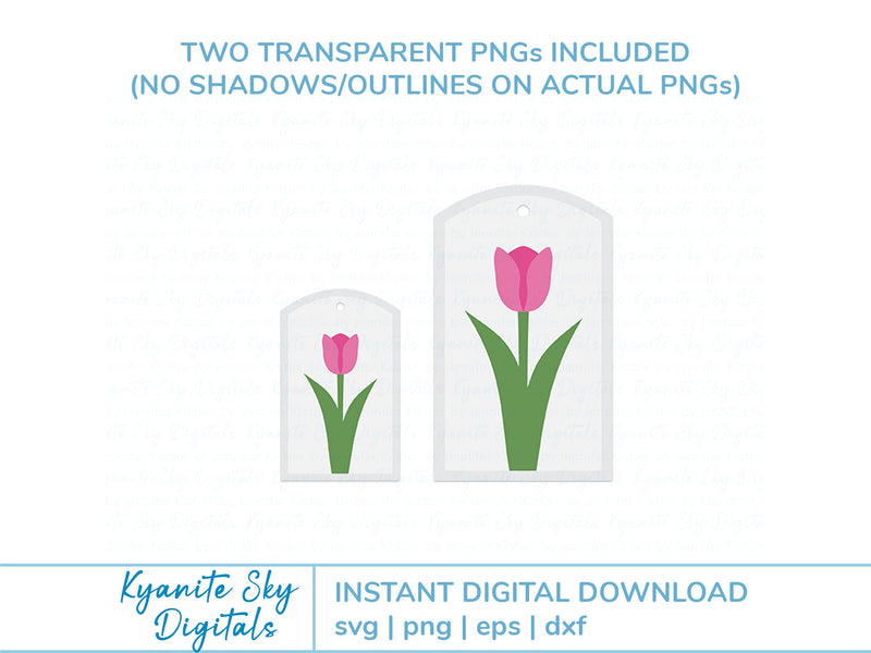Tulip Flower Gift Tag SVG layered cut files - So Fontsy