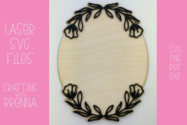 Tulip Oval Monogram Layered Nursery Sign SVG File - So Fontsy