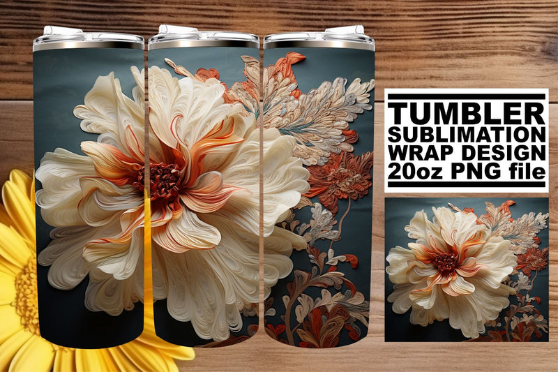 Tumbler Artistry: 3D Flower Pattern Sublimation Creations - So Fontsy