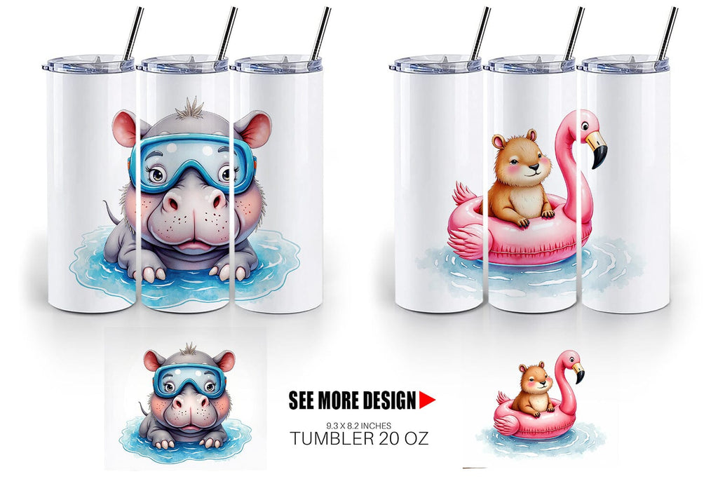 Tumbler Awkward Pool Animals - So Fontsy