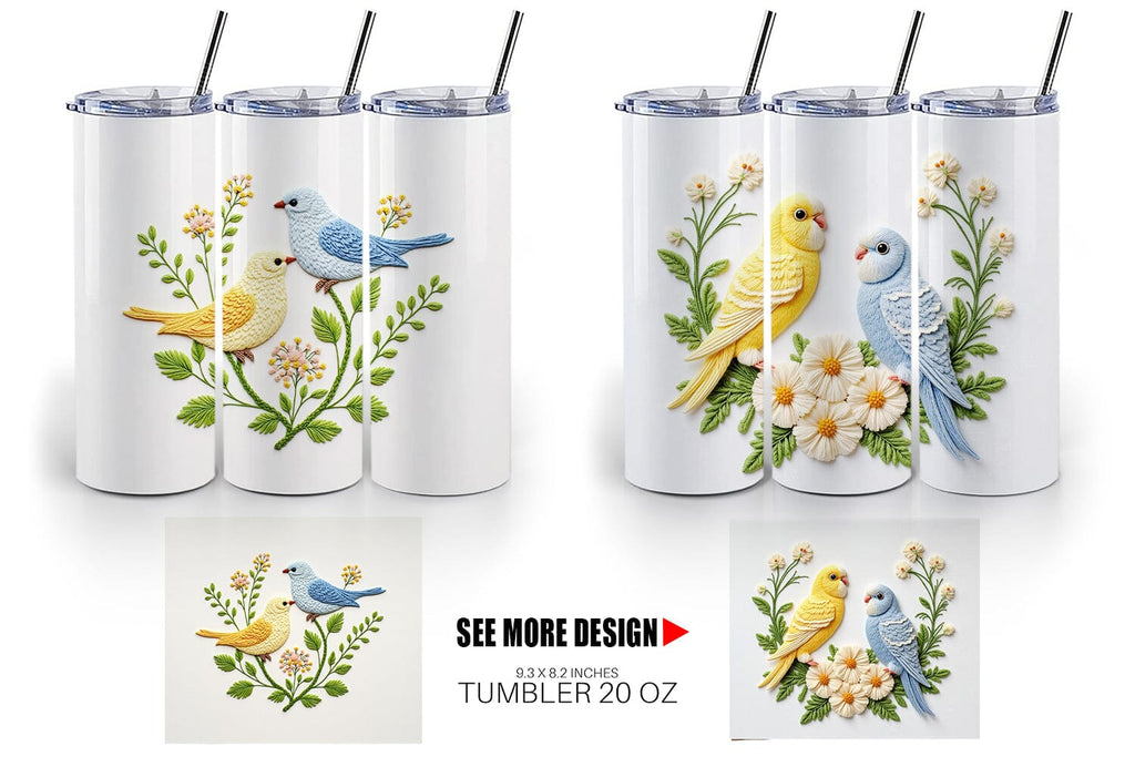Tumbler Canary Embroidery - So Fontsy