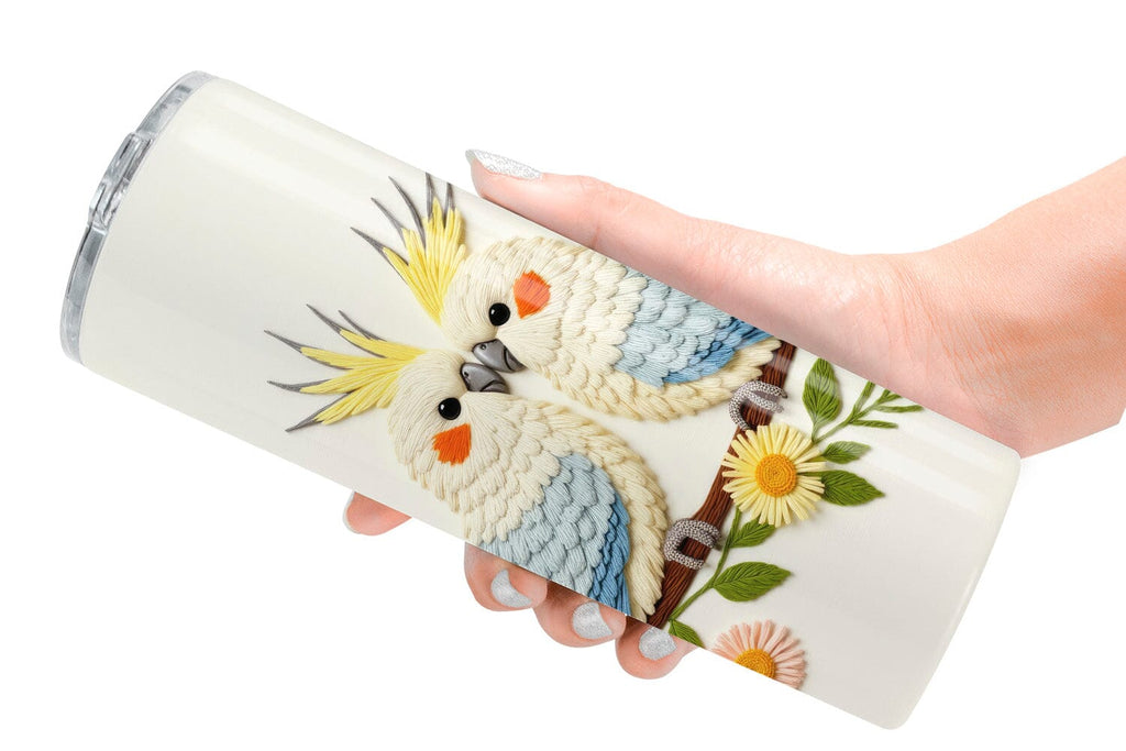 Tumbler Cockatiel Embroidery - So Fontsy