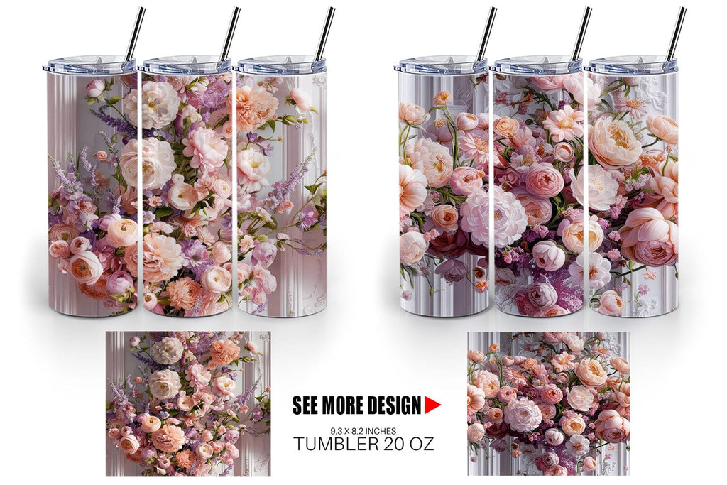 Tumbler Floral Bouquet Pattern - So Fontsy