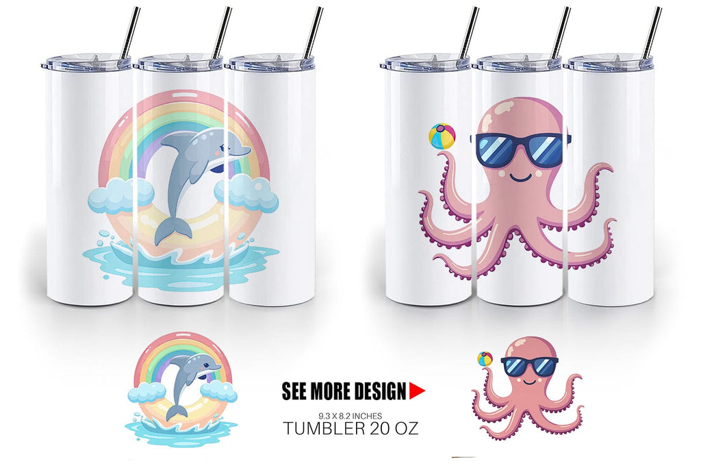 Tumbler Pastel Ocean Cuties - So Fontsy