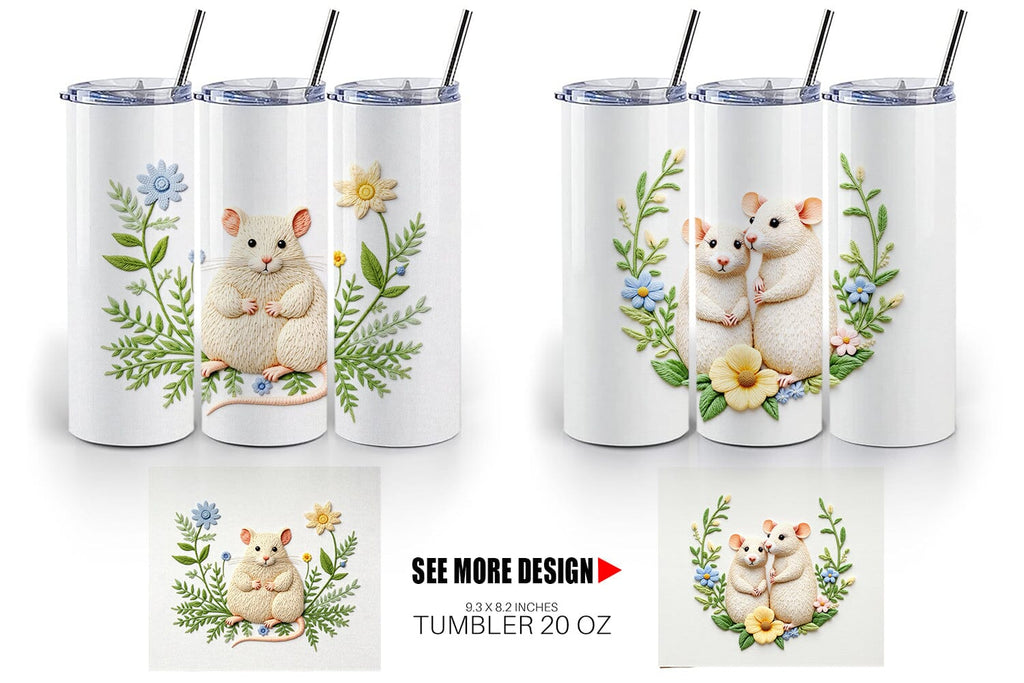 Tumbler Rat Embroidery - So Fontsy
