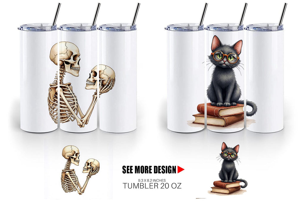Tumbler Watercolor Dark Academia Creatures - So Fontsy