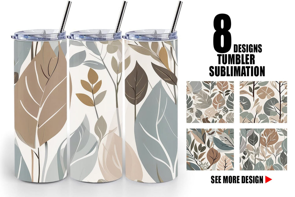 Tumbler Wrap Botanical Elements Pattern - So Fontsy