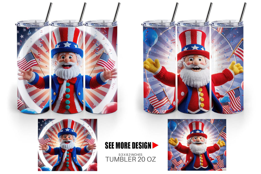 Tumbler Wrap Patriotic Uncle Sam Crochet - So Fontsy