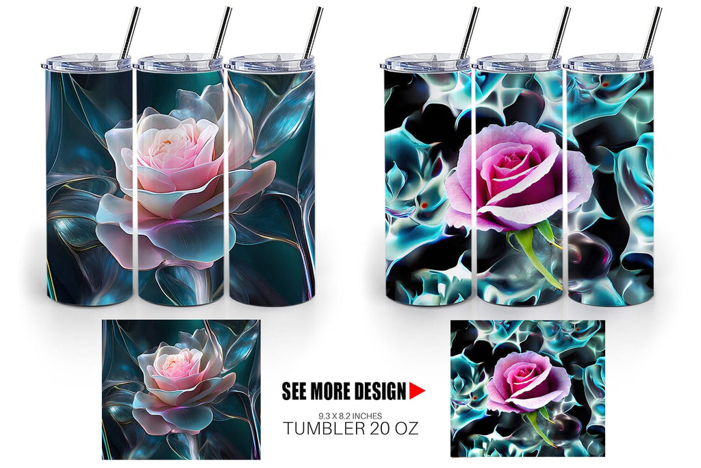 Tumbler Wrap Rose Glass Pattern - So Fontsy