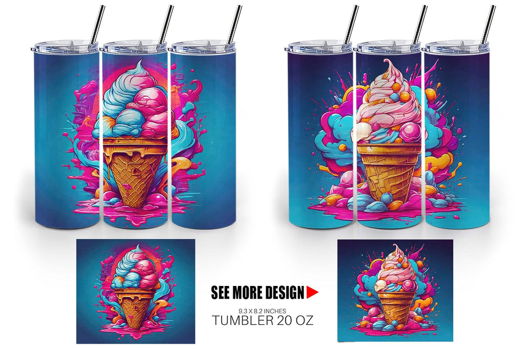 Tumbler Wrap Synthwave Ice Cream - So Fontsy