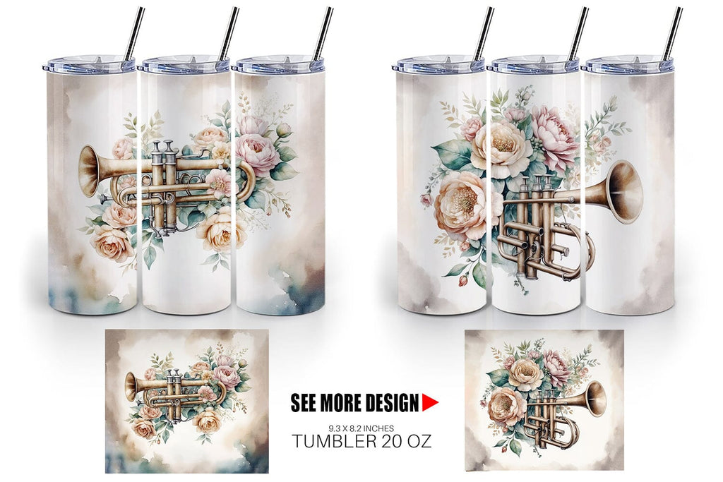 Tumbler Wrap Vintage Trumpet - So Fontsy