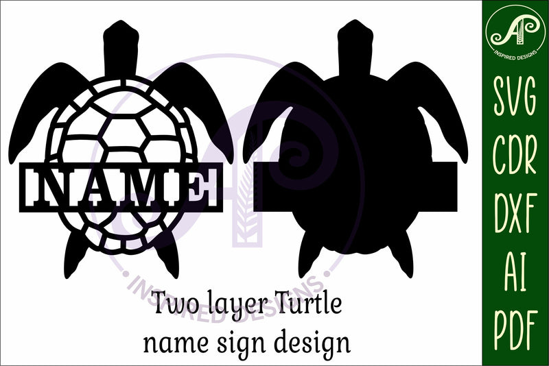 Turtle Name sign svg laser cut template, wall decor - So Fontsy