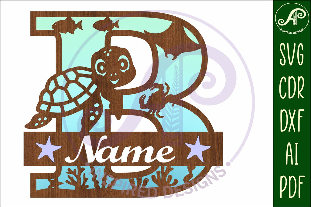 Turtle ocean Capital Monogram letter B SVG - So Fontsy
