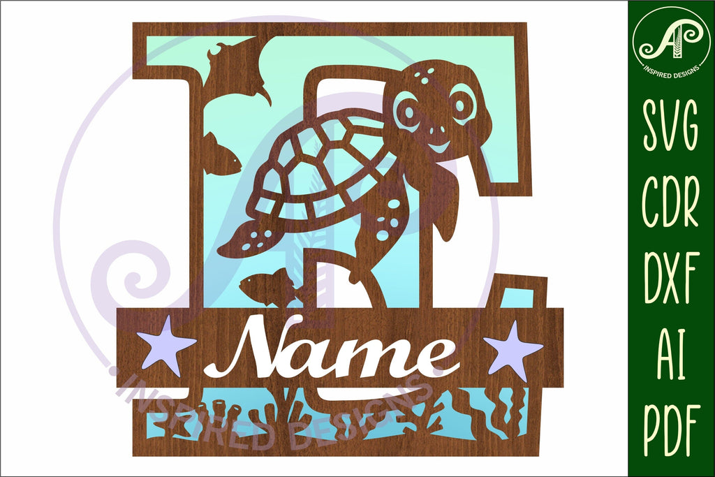 Turtle ocean Capital Monogram letter E SVG - So Fontsy
