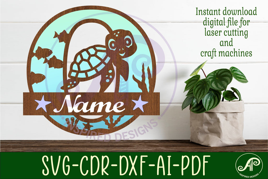 Turtle ocean Capital Monogram letter O SVG - So Fontsy