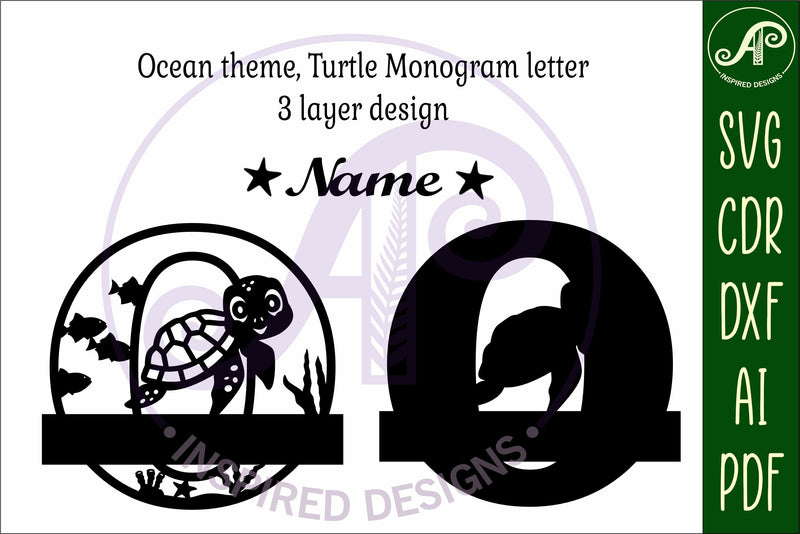 Turtle ocean Capital Monogram letter O SVG - So Fontsy