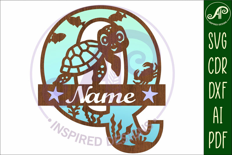 Turtle ocean Capital Monogram letter Q SVG - So Fontsy