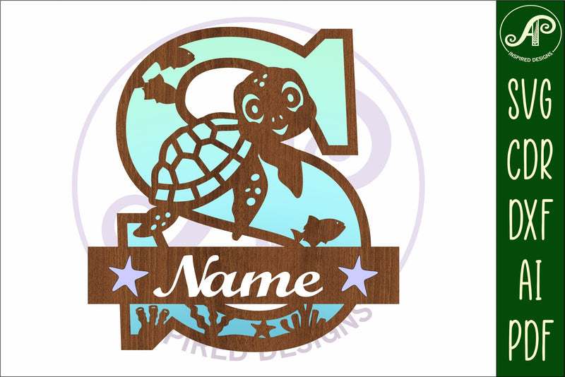 Turtle ocean Capital Monogram letter S SVG - So Fontsy