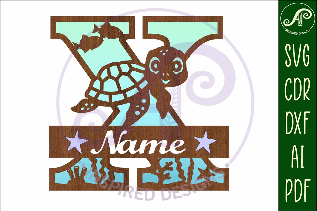 Turtle ocean Capital Monogram letter X SVG - So Fontsy