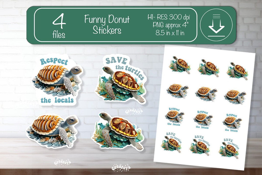 Turtle Stickers Printable PNG Save the Turtle printable stickers png P ...