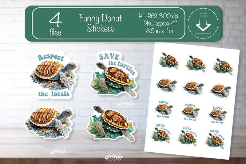Turtle Stickers Printable PNG Save the Turtle printable stickers png P ...