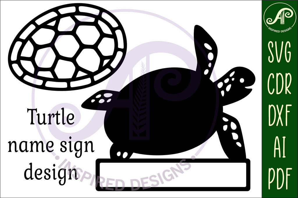 Turtle two layer design name sign svg laser cut - So Fontsy