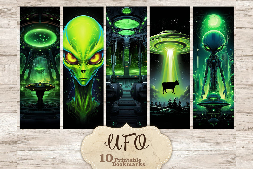 UFO Bookmarks Printable | Alien Bookmarks Printable - So Fontsy