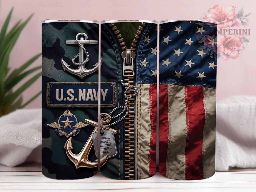 U.S. Navy Camo 20oz Tumbler Wrap, Military Pride Tumbler, Camouflage ...