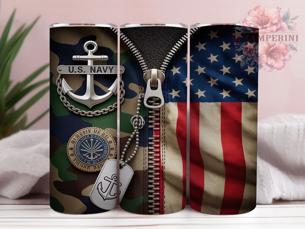 U.S. Navy Camo 20oz Tumbler Wrap, Military Pride Tumbler, Camouflage ...