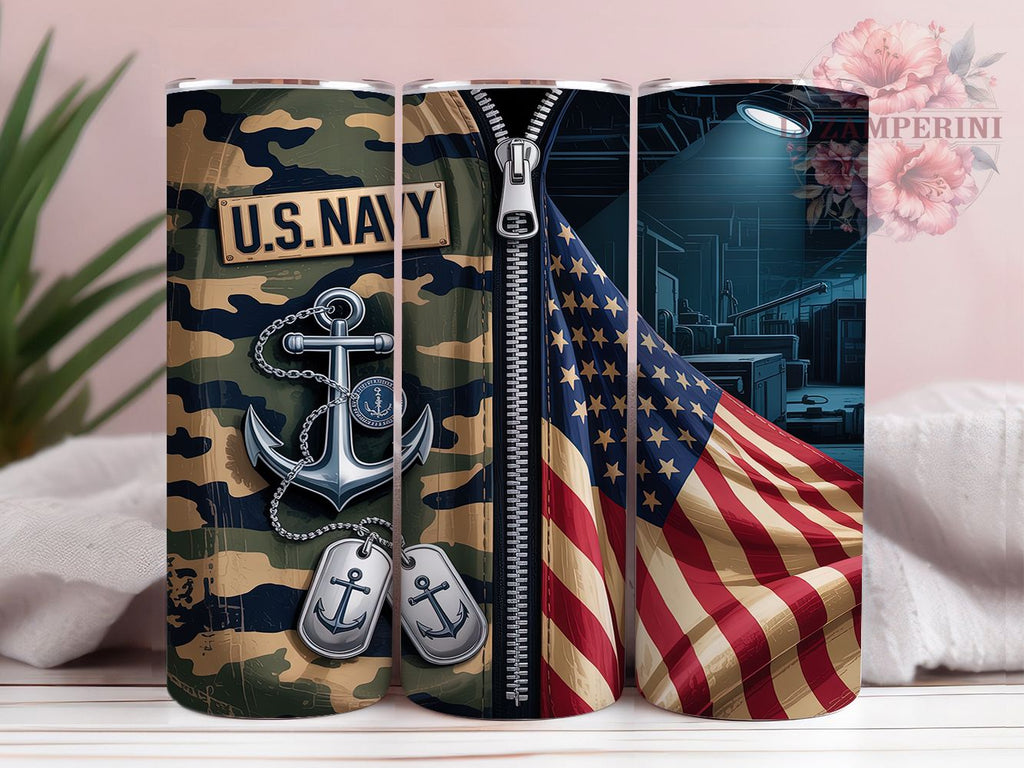 U.S. Navy Camo 20oz Tumbler Wrap, Military Pride Tumbler, Camouflage ...