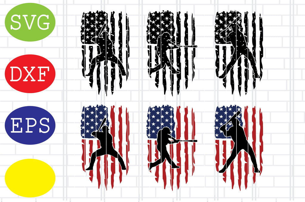 USA Flag Baseball Players Svg, Baseball American Flag Svg, Softball ...