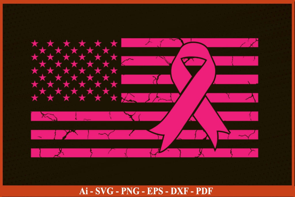 USA Flag Breast Cancer Awareness SVG PNG Craft File - So Fontsy