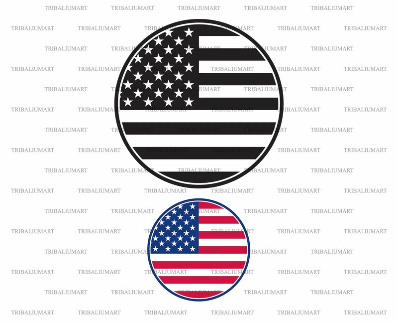 USA flag circle (United States of America) - So Fontsy