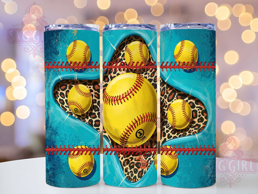 USA Patriotic Leopard Softball Tumbler, USA Softball Wrap, 20oz ...
