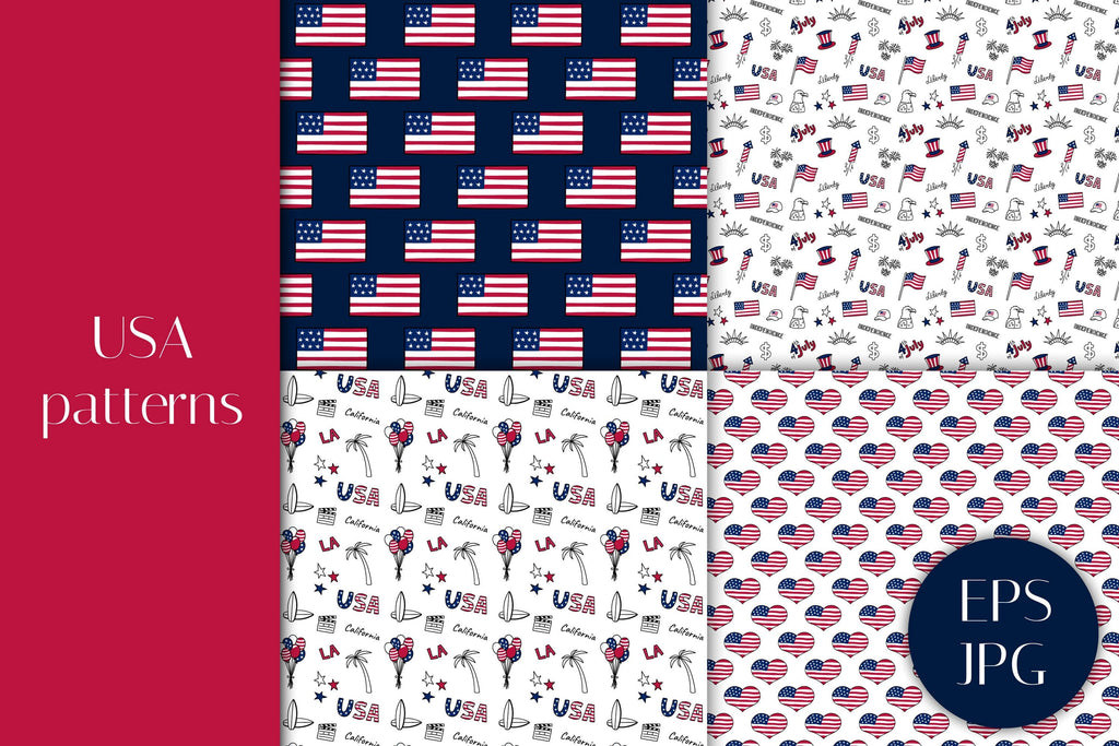 USA Paper | American Patterns | United States Doodles - So Fontsy