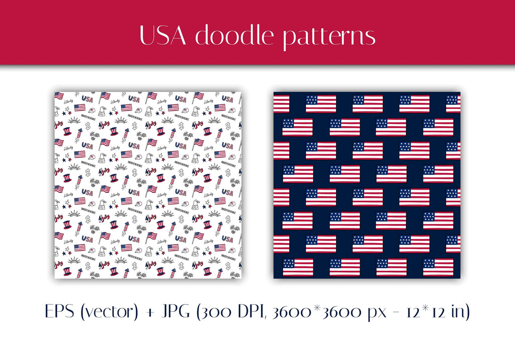USA Paper | American Patterns | United States Doodles - So Fontsy
