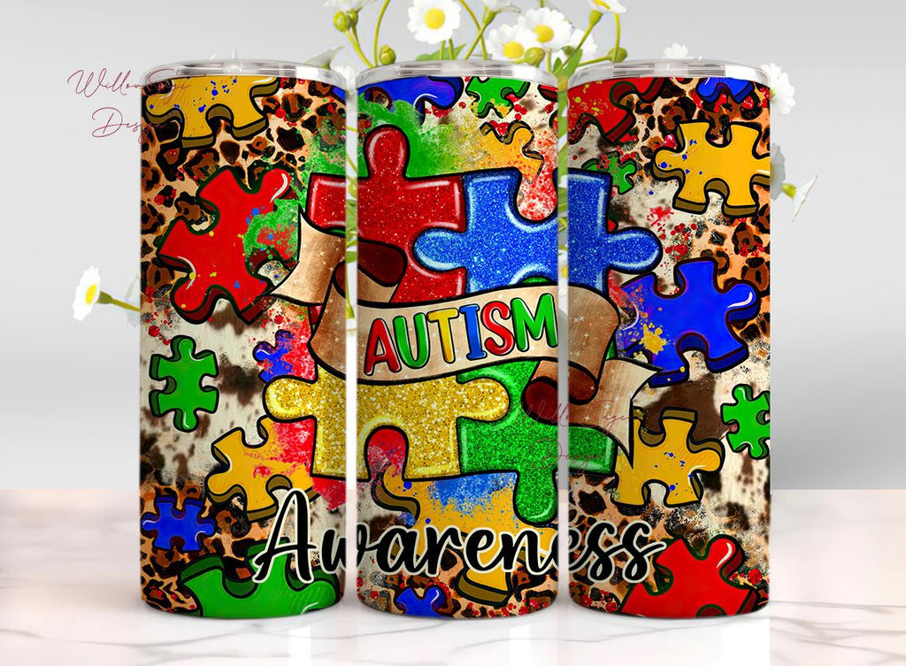 utism Tumbler, Embrace Neurodiversity, Heart Rainbow Puzzle, 20oz ...