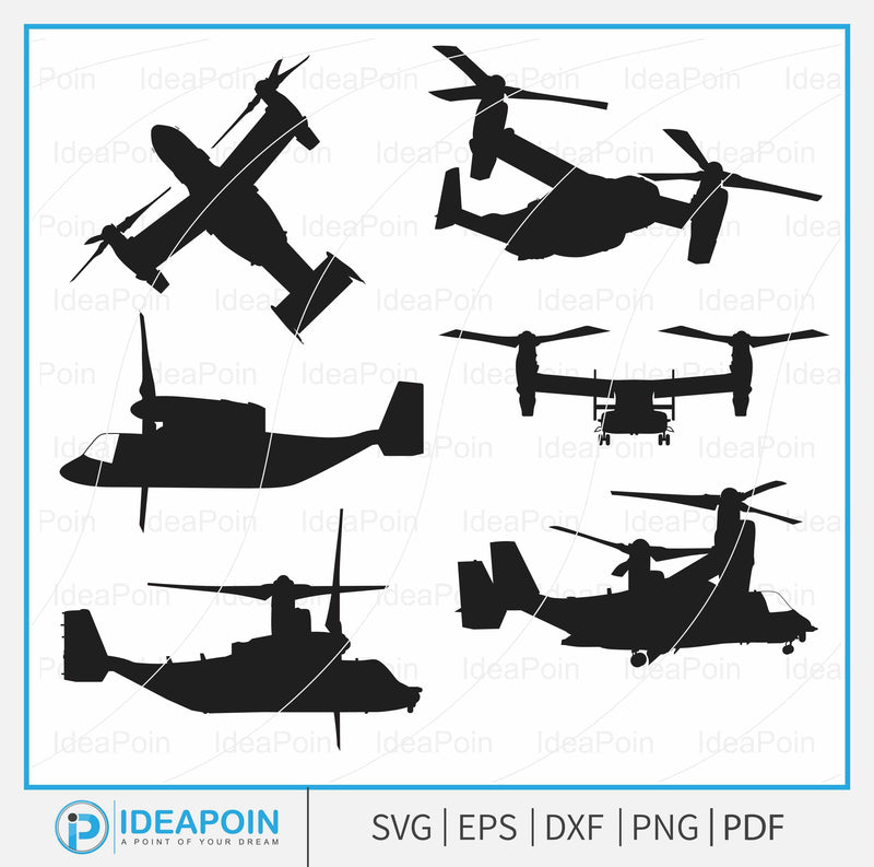V-22 Osprey svg, V-22 Osprey Silhouette, V-22 Osprey Side View ...
