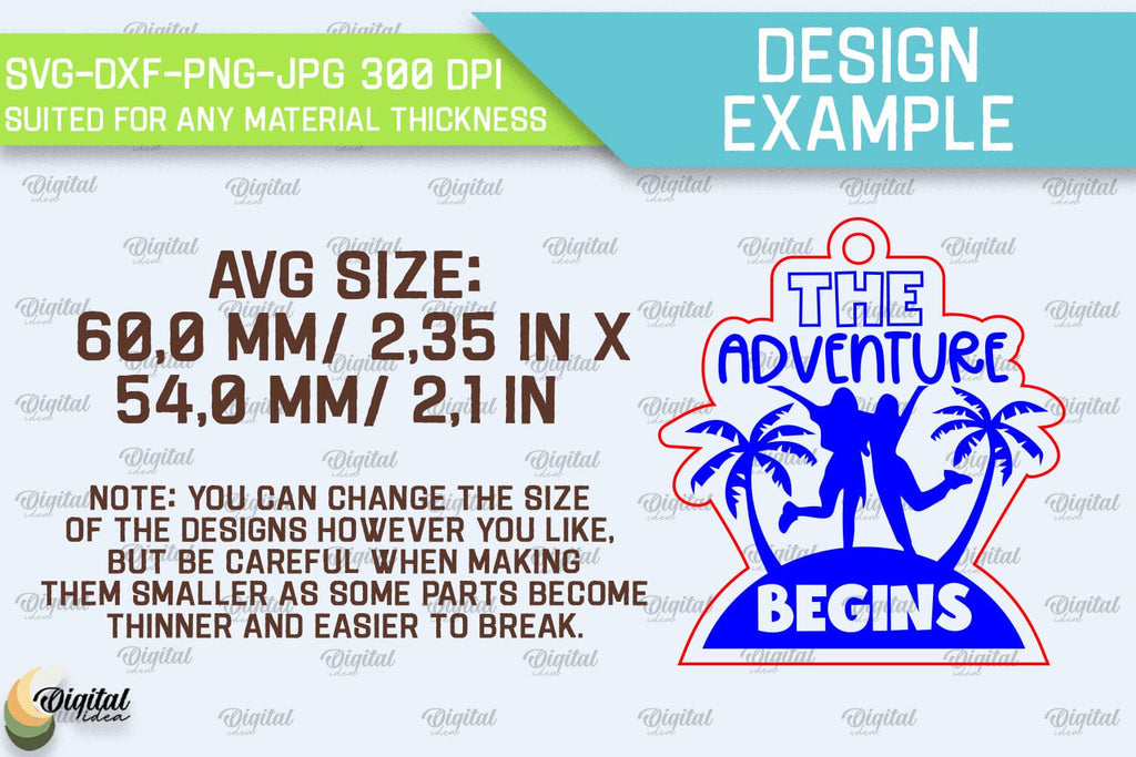 Vacation Keychain Laser Cut. Adventure Keychain SVG - So Fontsy