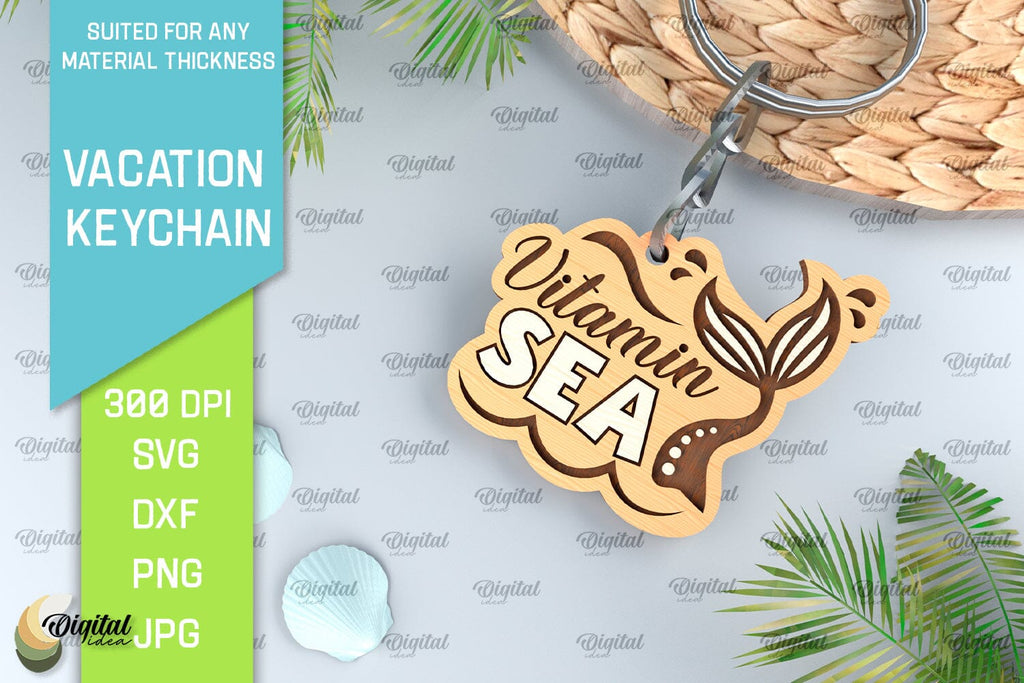 Vacation Keychains Laser Cut Bundle. Adventure Keychains SVG - So Fontsy